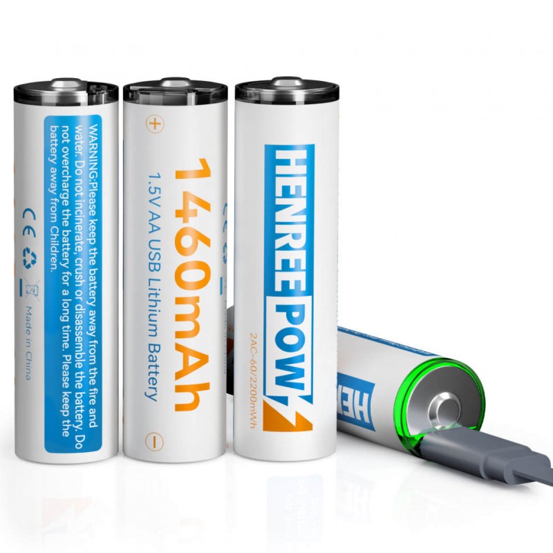 Henreepow TYPE-C Rechargeable AA 2200 Lithium Batteries-HENREEPOW Battery